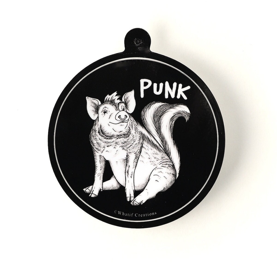 Punk Sticker | Pig + Skunk Hybrid Animal | 3" Circle Vinyl Sticker - Etsy