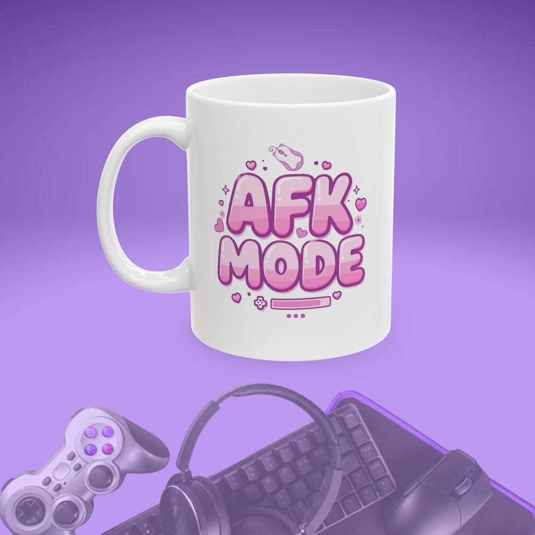 AFK Mode Gamer Girl Mug | Cute Pink Gaming Coffee Cup | Ceramic Mug ...