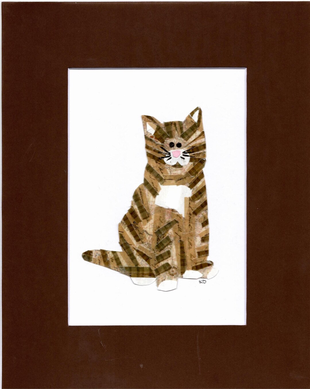 Cat Art, Mixed Media, 8"x10" Matted and Ready to Frame - Etsy