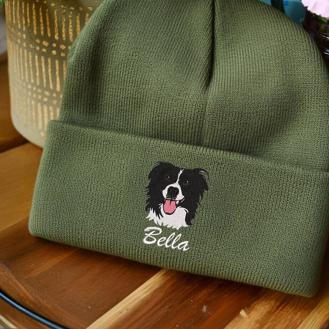Custom Embroidered Dog Photo Beanie, Pet Photo Beanie Gifts for Dog ...