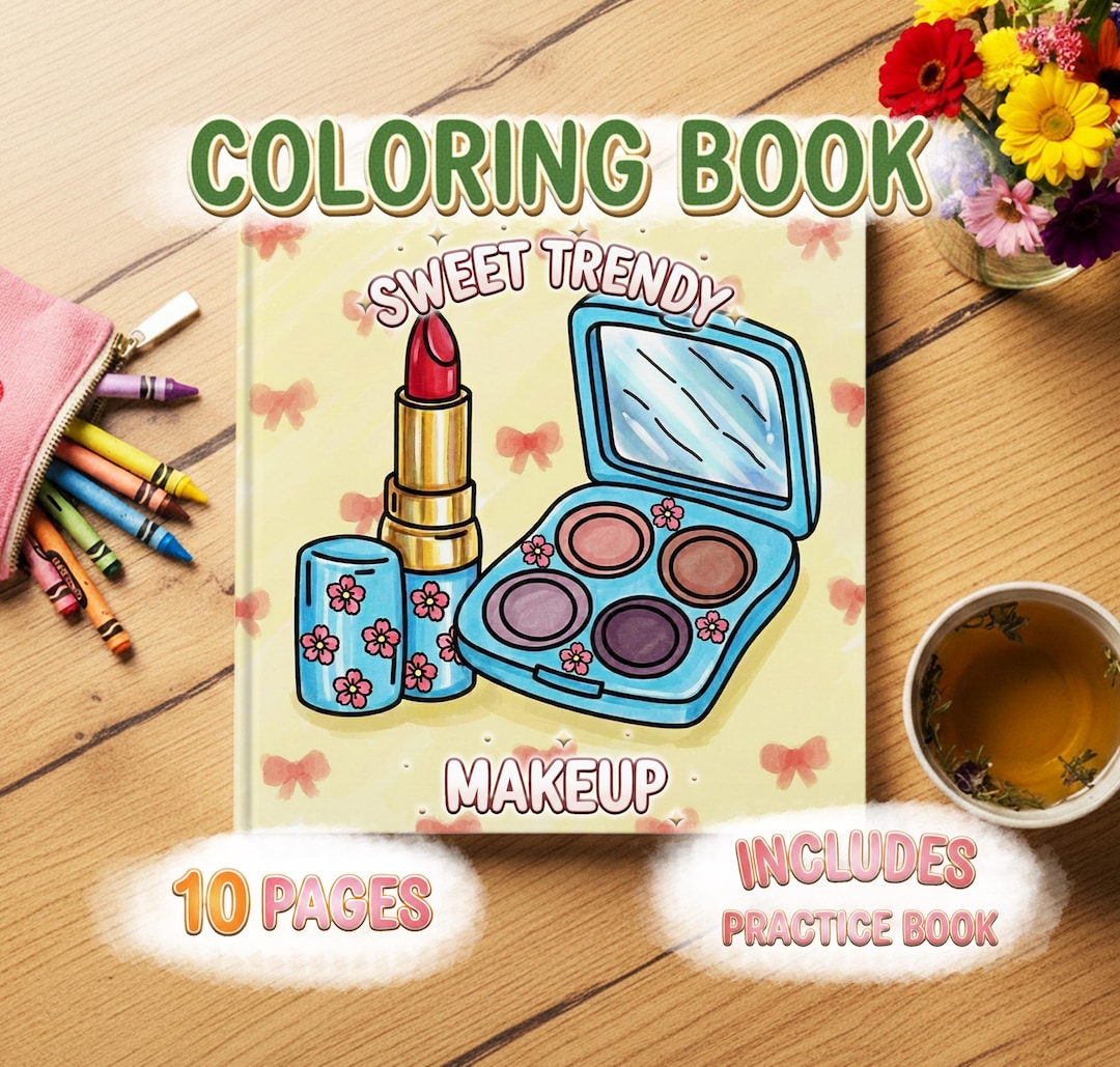 Makeup Coloring Book | Stylish Cosmetics to Color for Women Downtime - Etsy