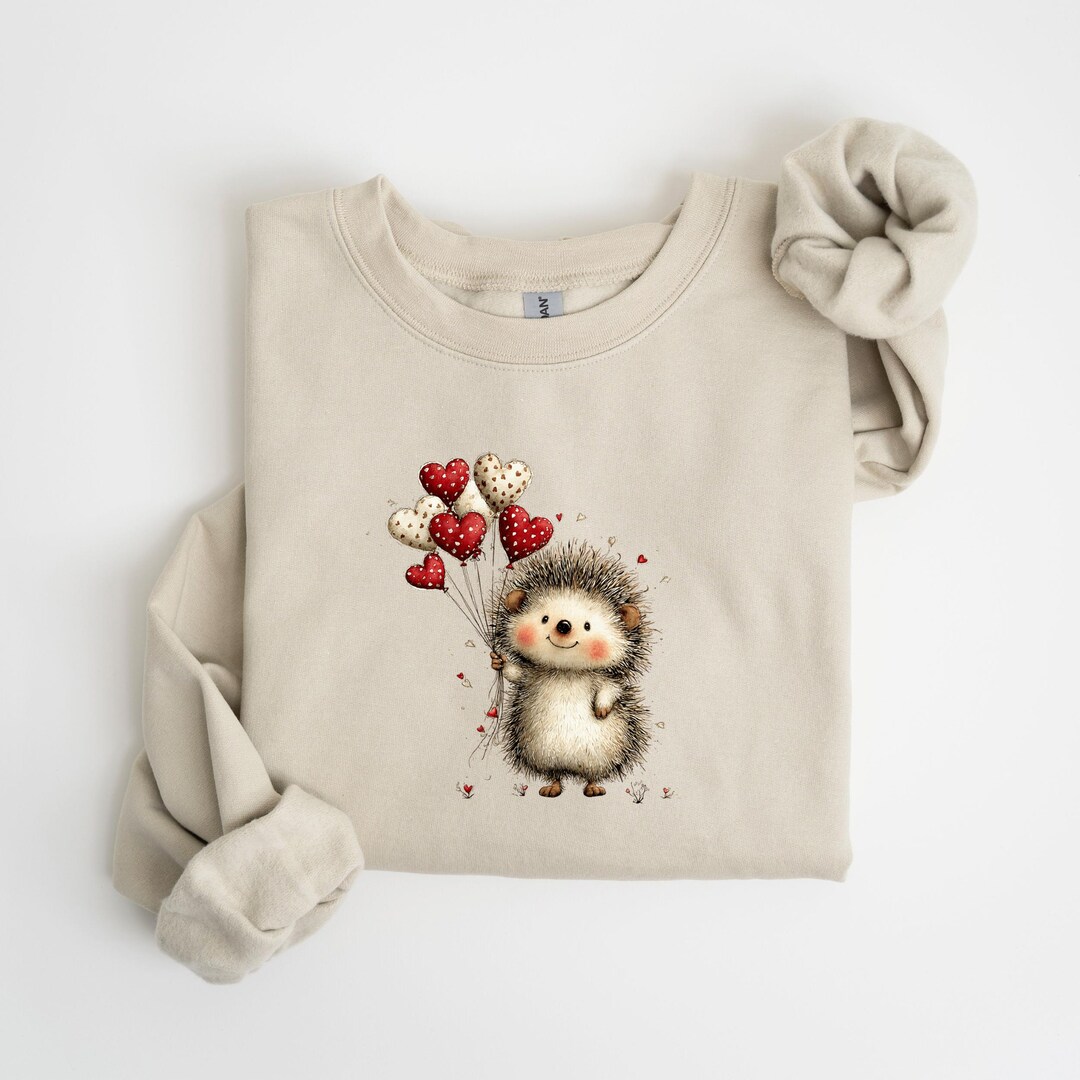 Valentine Hedgehog Heart Sweatshirt, Valentine Gifts Sweatshirt, Cute ...