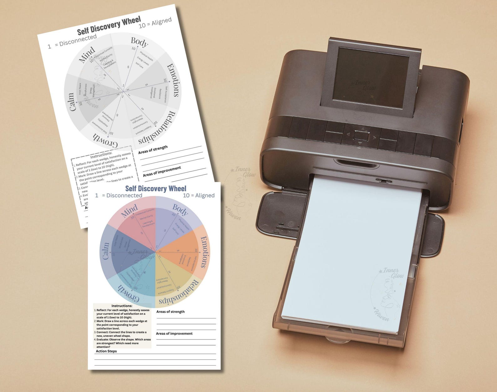 Self-discovery Wheel Printable, Personal Growth Worksheet, Life Balance ...