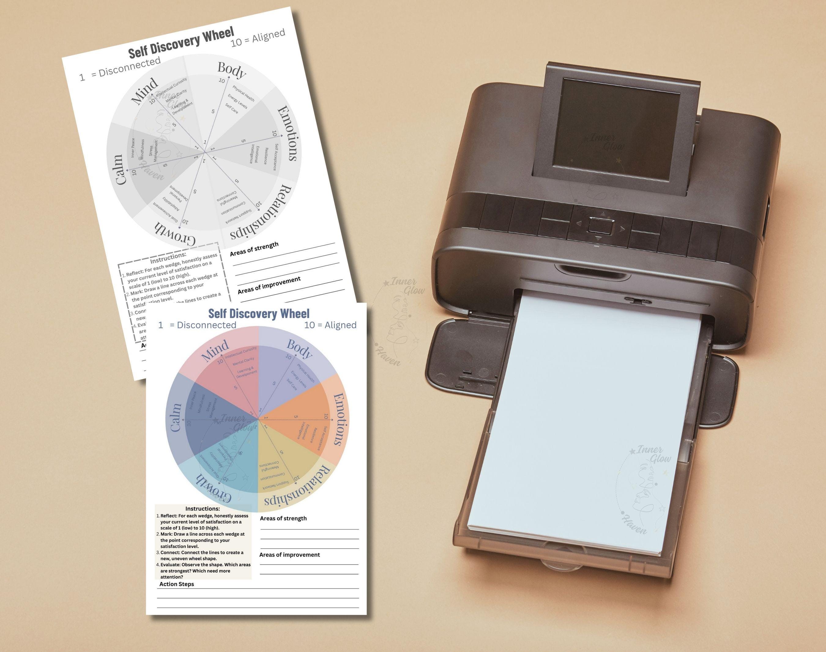 Self-discovery Wheel Printable, Personal Growth Worksheet, Life Balance ...