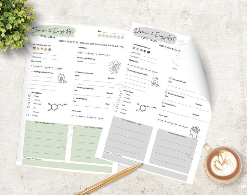 Dopamine and Energy Reset Tracker Printable, Goodnotes Digital Journal ...