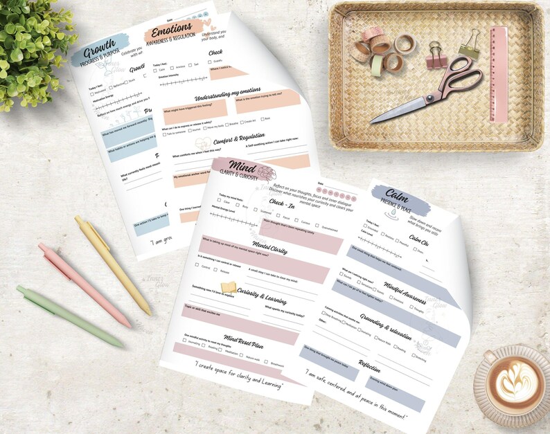 Self Discovery Wheel Printable Bundle, Mindfulness Worksheets Set ...