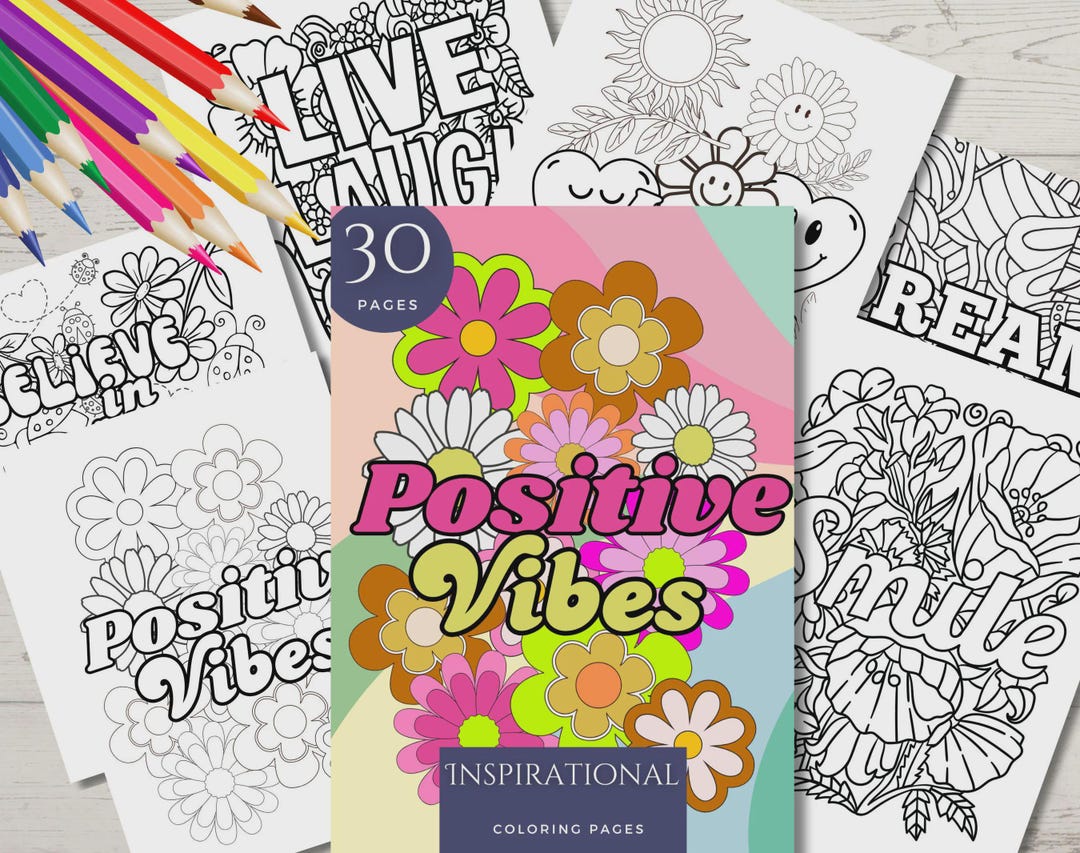 Positive Vibes Coloring Pages Printable, Inspirational Mindfulness ...