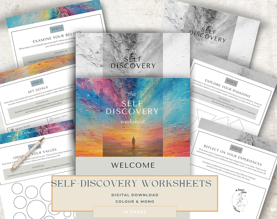 Self Discovery Worksheets, Personal Growth Journal Pages, Values and ...