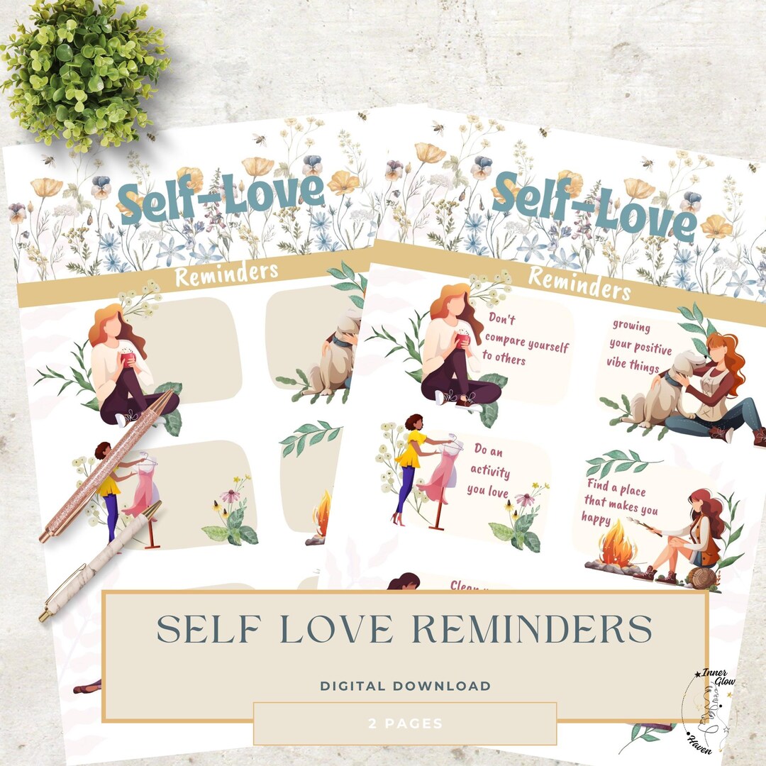 Self-love Reminder Worksheet: Daily Therapy Journal (PDF for Notion ...