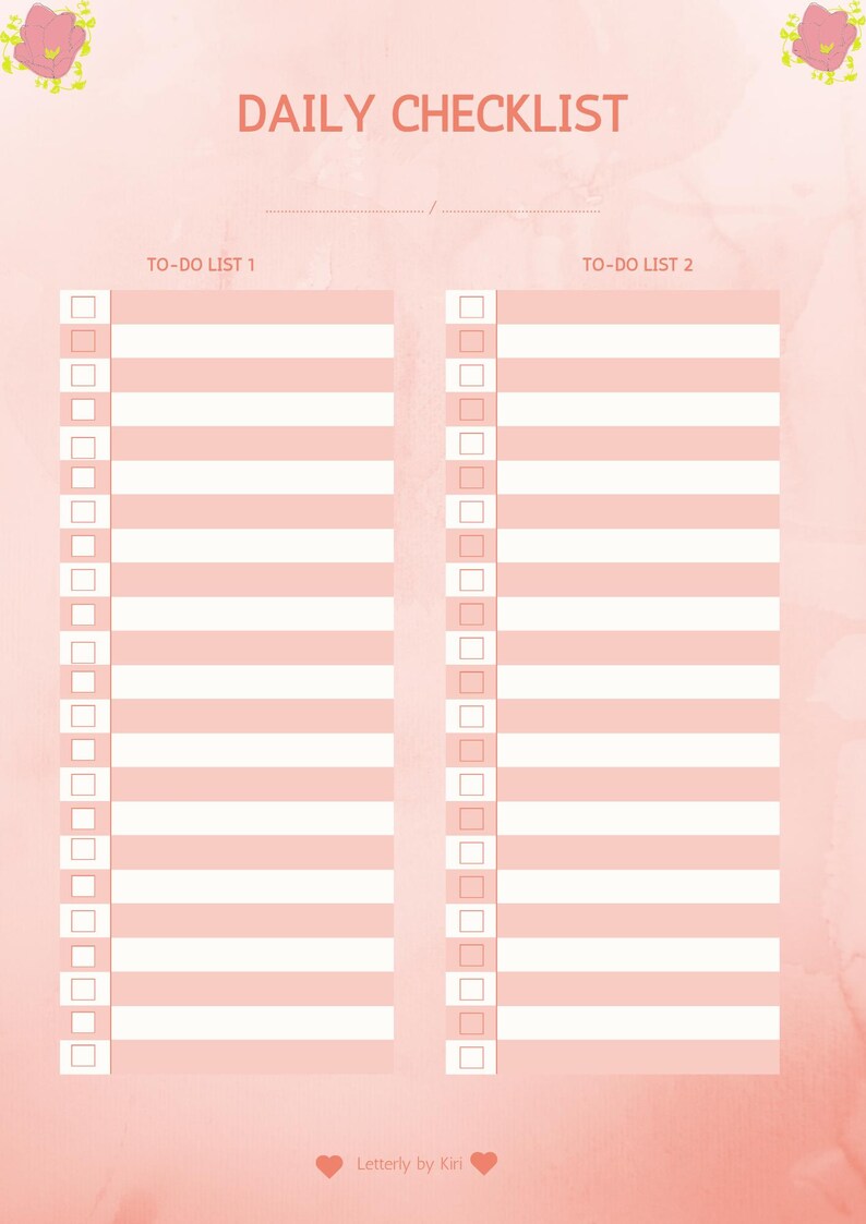 Daily Checklist Printable | A4 To-do List | Productivity Checklist PDF ...