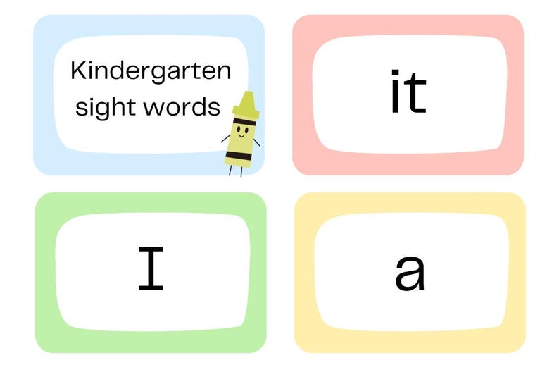 Kindergarten Sight Word Pack Crayon - Etsy