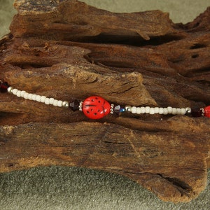 Ruby Crystal Ladybug Beaded Anklet Ladybug Anklet Ladybug - Etsy