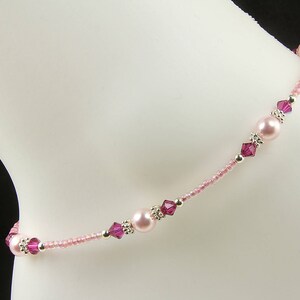 Fuchsia Pink Rose Crystal Pearl Anklet, Custom Pink Anklet, Custom ...