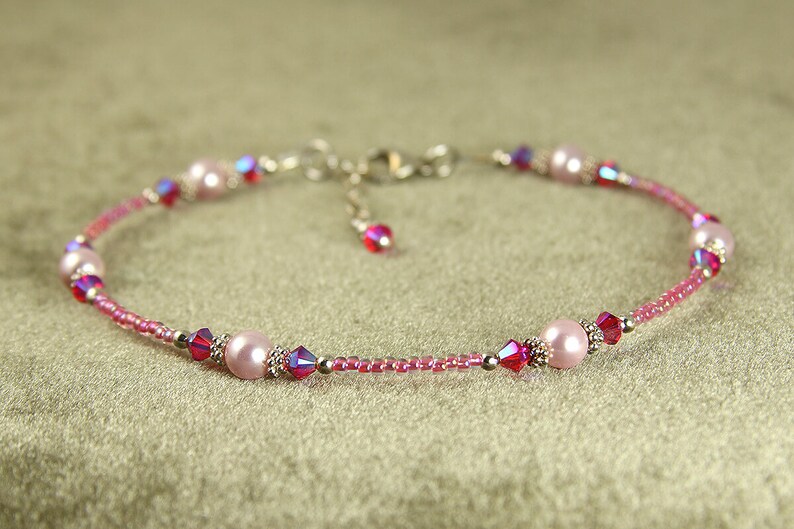 Ooh La La Pink Pearl Beaded Anklet Pink Anklet Pearl Anklet - Etsy