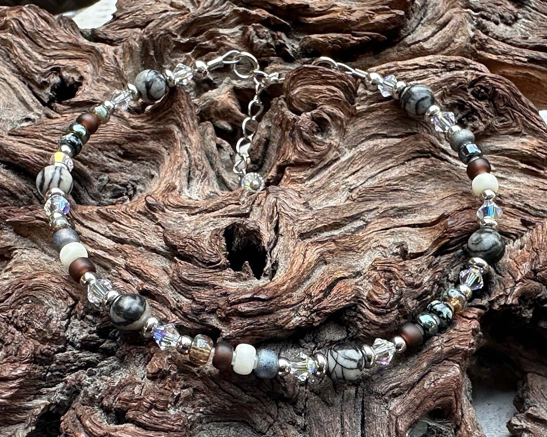 Black Silk Stone Beaded Anklet - Etsy