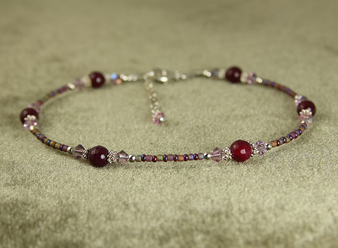 Glamour Red Agate Beaded Anklet Red Anklet Gemstone Anklet - Etsy