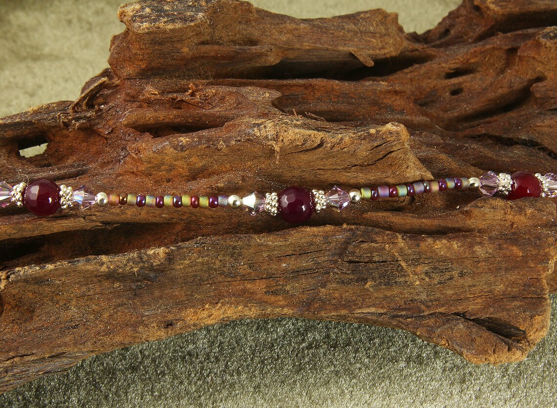 Glamour Red Agate Beaded Anklet Red Anklet Gemstone Anklet | Etsy