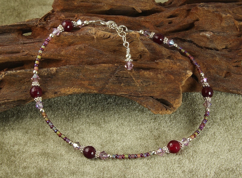 Glamour Red Agate Beaded Anklet Red Anklet Gemstone Anklet - Etsy