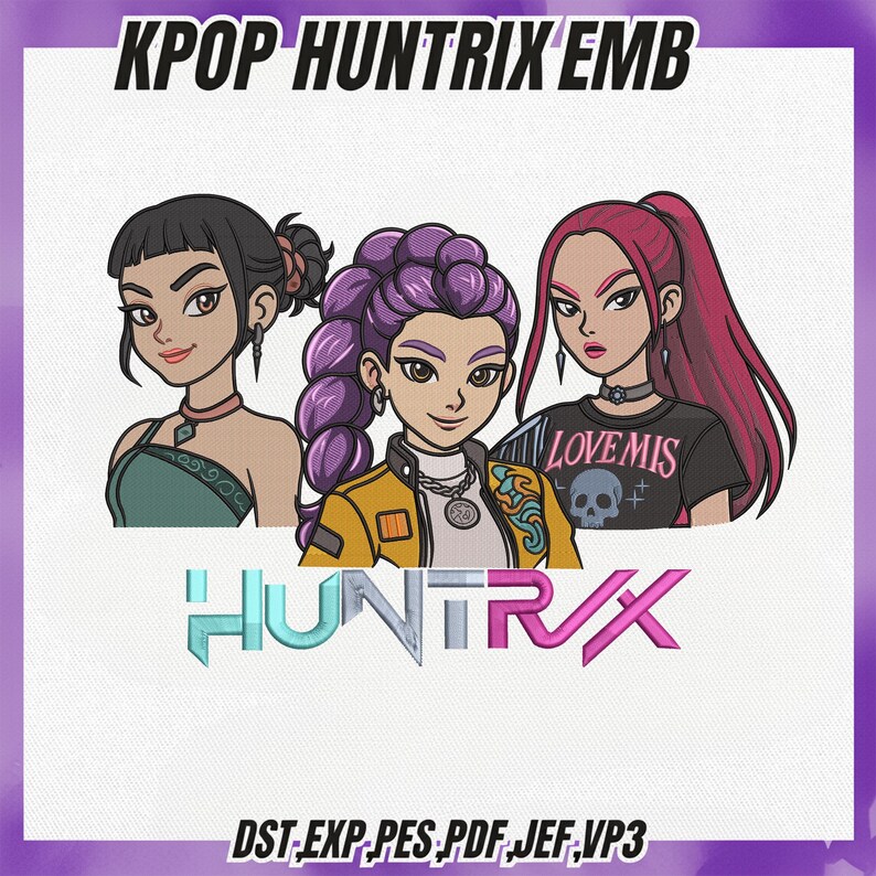 Kpop Huntrix Bundle Embroidery Design, Demon Hunter Embroidery, Rumi ...