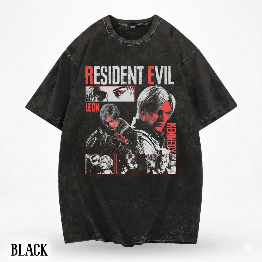 Resident Evil Leon Kennedy Washed T-shirt, RE9 Fan Apparel, Unisex ...