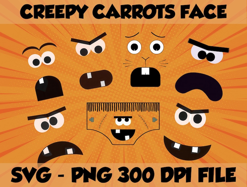 Creepy Carrots Face SVG Bundle, Creepy Face Shirt, Funny Faces Rabbit ...