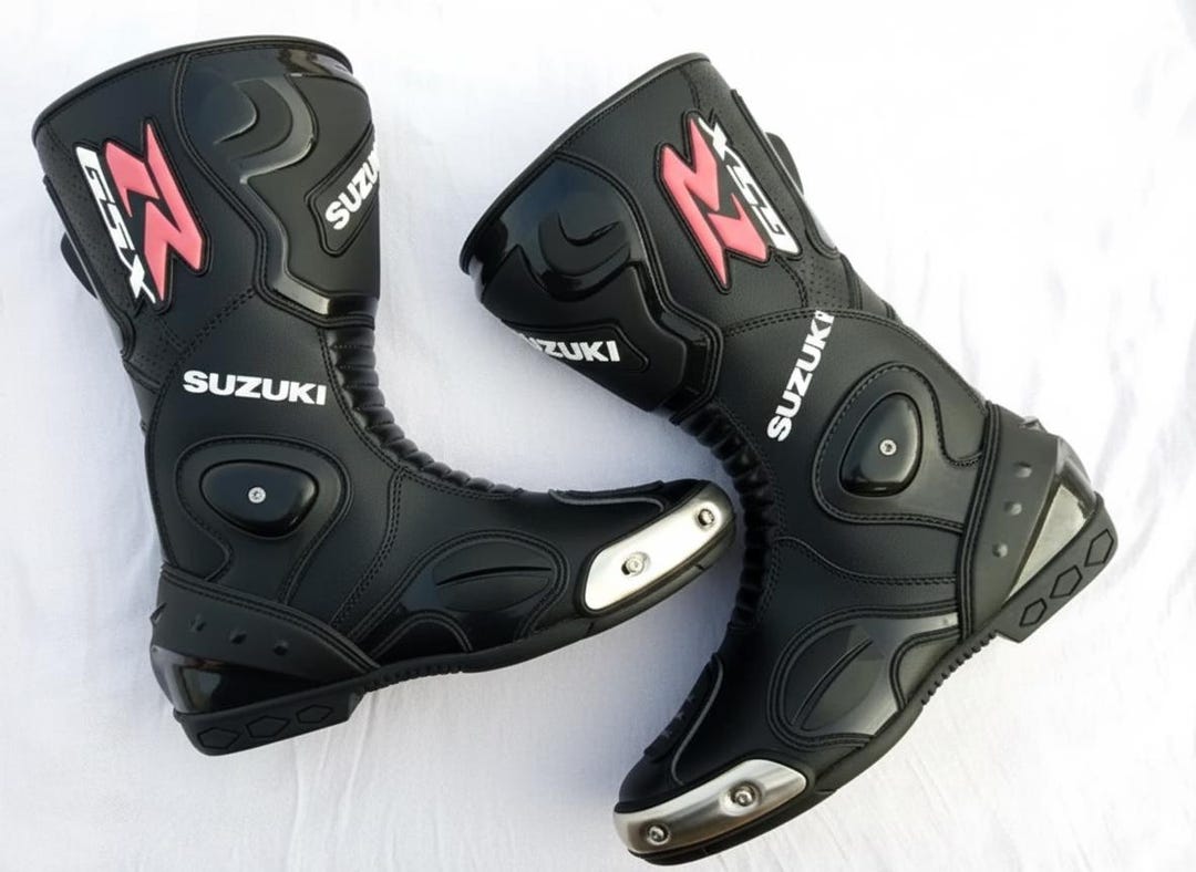 Suzuki GSX-R Motorcycle Riding Boots – Racing Sport Motocross ...