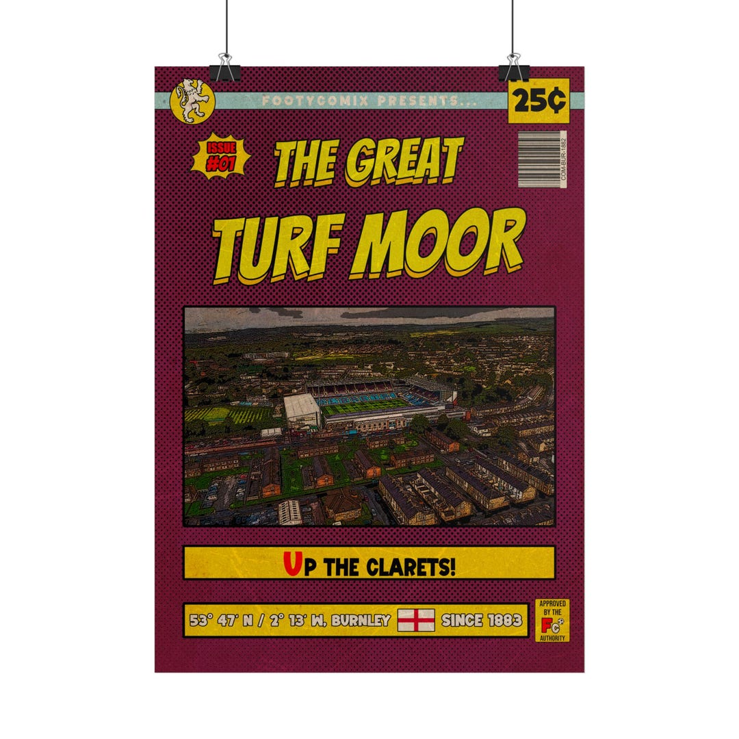 Turf Moor Football Comic Poster (no Frame), Premier League FC Burnley ...