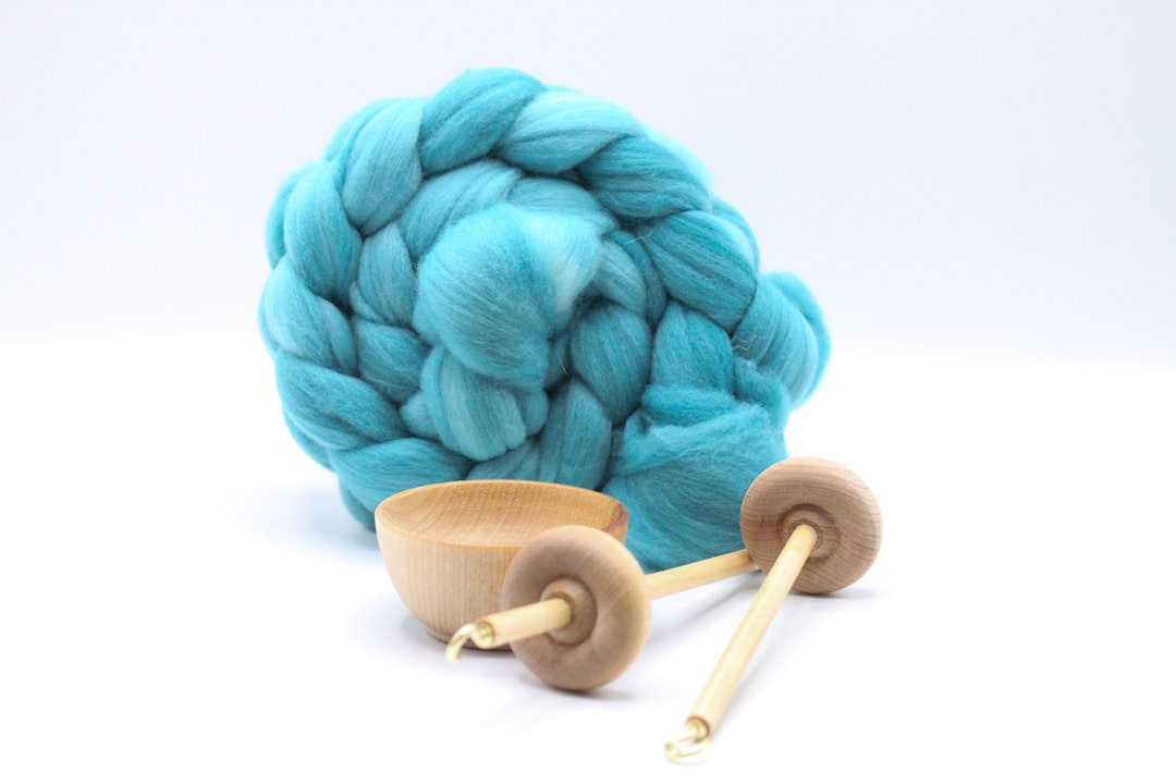 Complete Beginner Drop Spindle Spinning Kit - Mini Size Teal - Learn to Spin - Top Whorl, Bottom ...