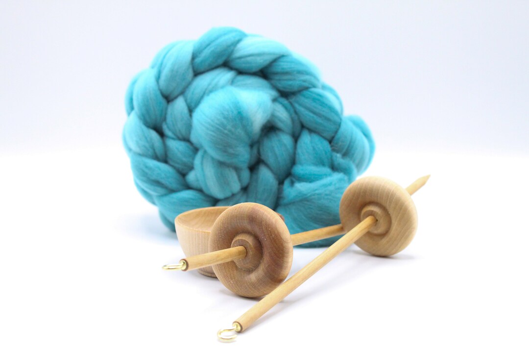 Complete Beginner Drop Spindle Kit - Midi Kit Teal - Top Whorl, Bottom ...