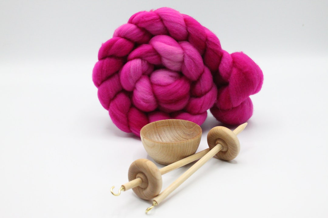 Complete Beginner Drop Spindle Spinning Kit - Mini Size Pink - Learn to ...