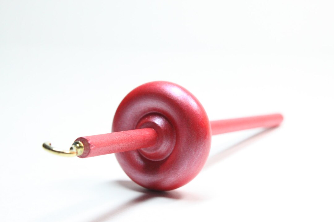 Pearl Red Mini Drop Spindle - on the Go Spinning - Top and Bottom Whorl ...