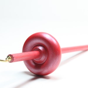 Pearl Red Mini Drop Spindle - on the Go Spinning - Top and Bottom Whorl ...