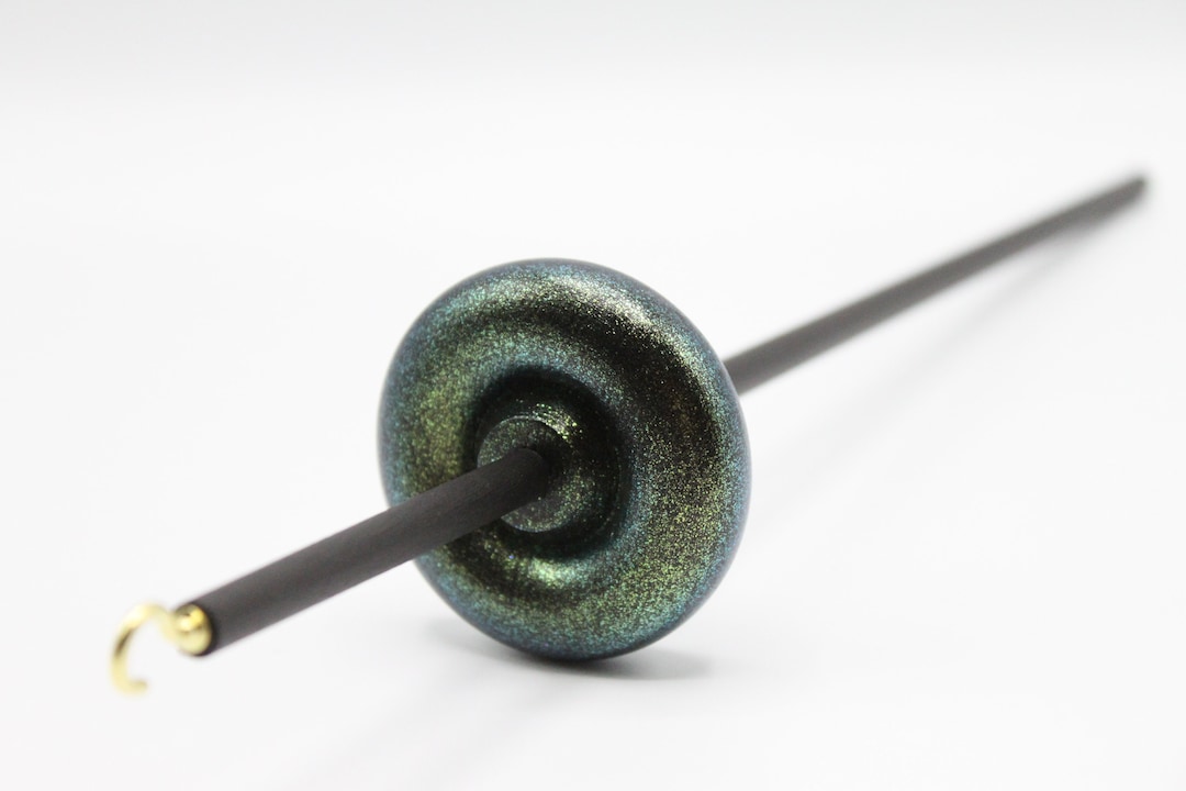 Emerald Dragon Sparkle Drop Spindle - Blue Green Gold Shifting Colors ...