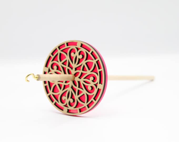 Neon Hot Pink Wood Acrylic Top or Bottom Whorl Drop Spindle - Beginner ...