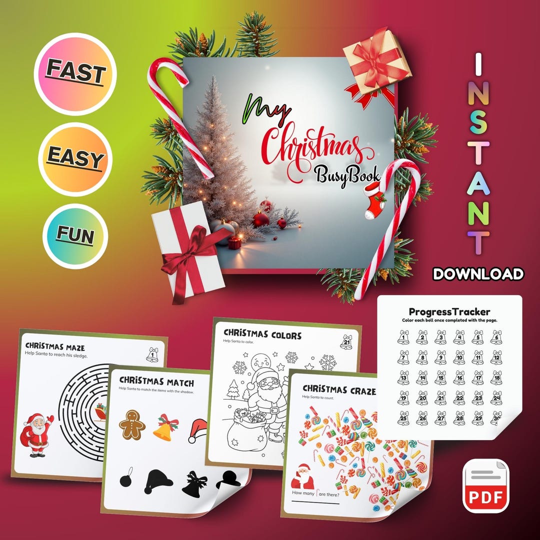 Christmas Busy Book, Busy Book Printable, Learning Book, Activity Book ...