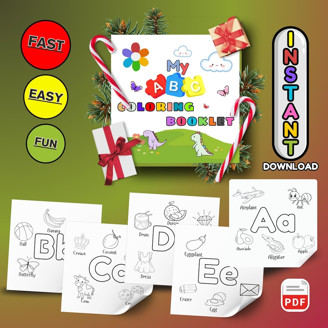 ABC Baby Shower Coloring Book Baby Shower Game Baby's First Activity ...