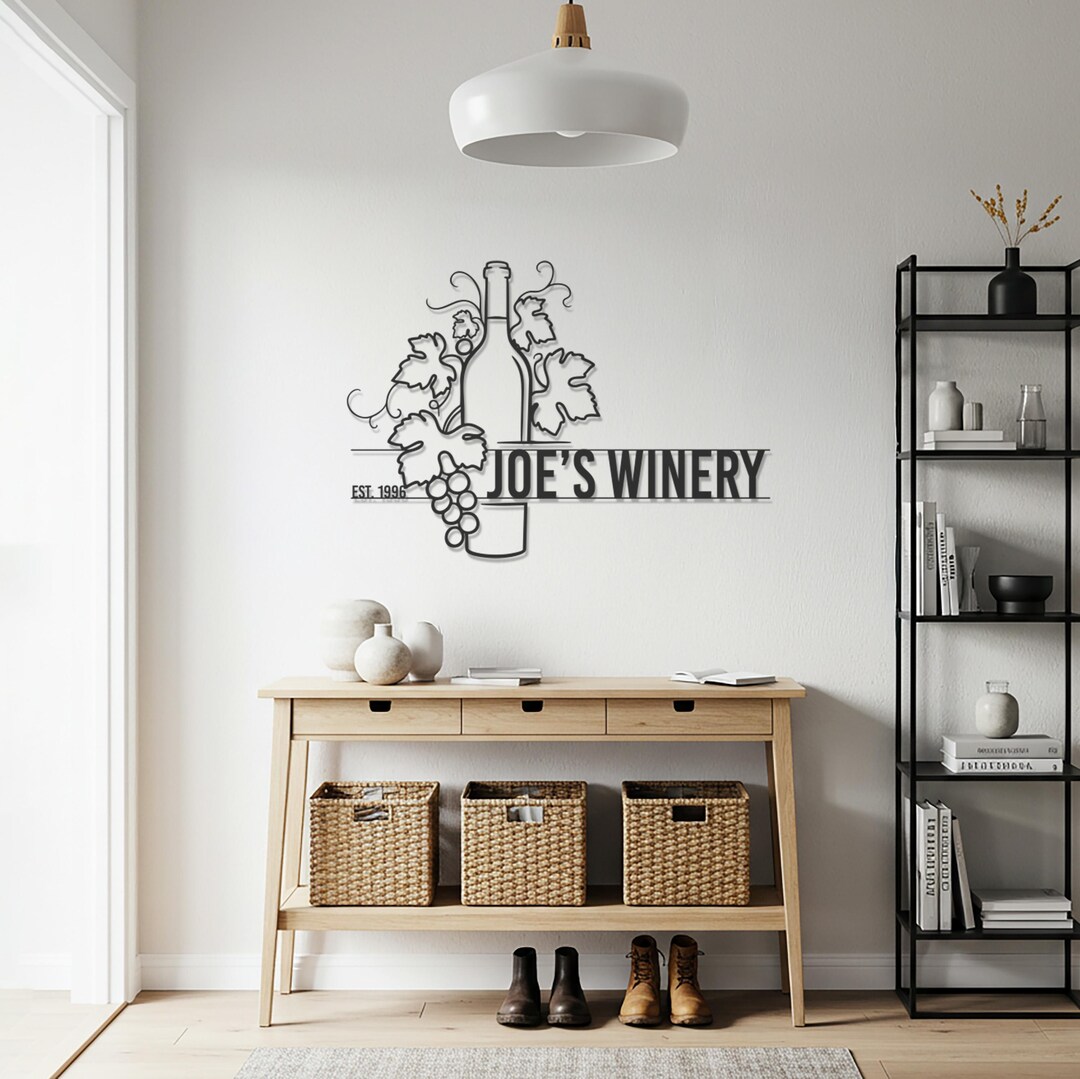 Winery Metal Wall Art, Custom Wine Sign Decor, Personalized Vineyard ...