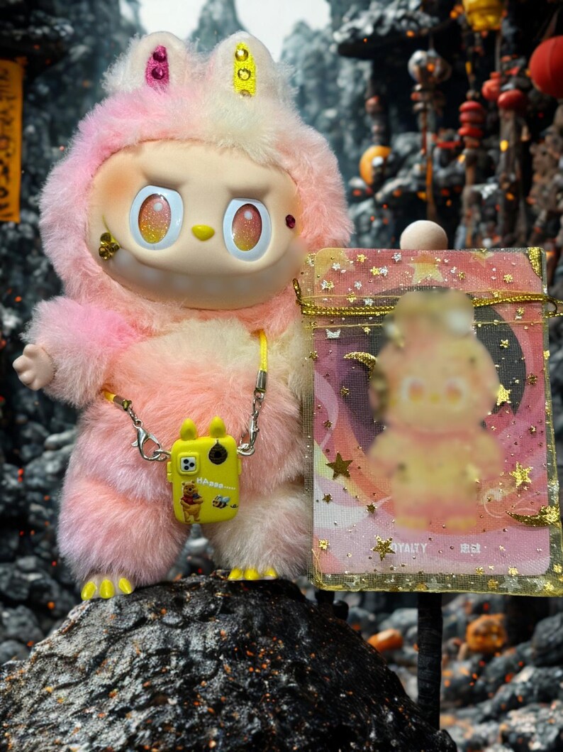 Loyalty Plush Monster Authentic: OOAK Handmade Pink Gems, Card Pouch ...