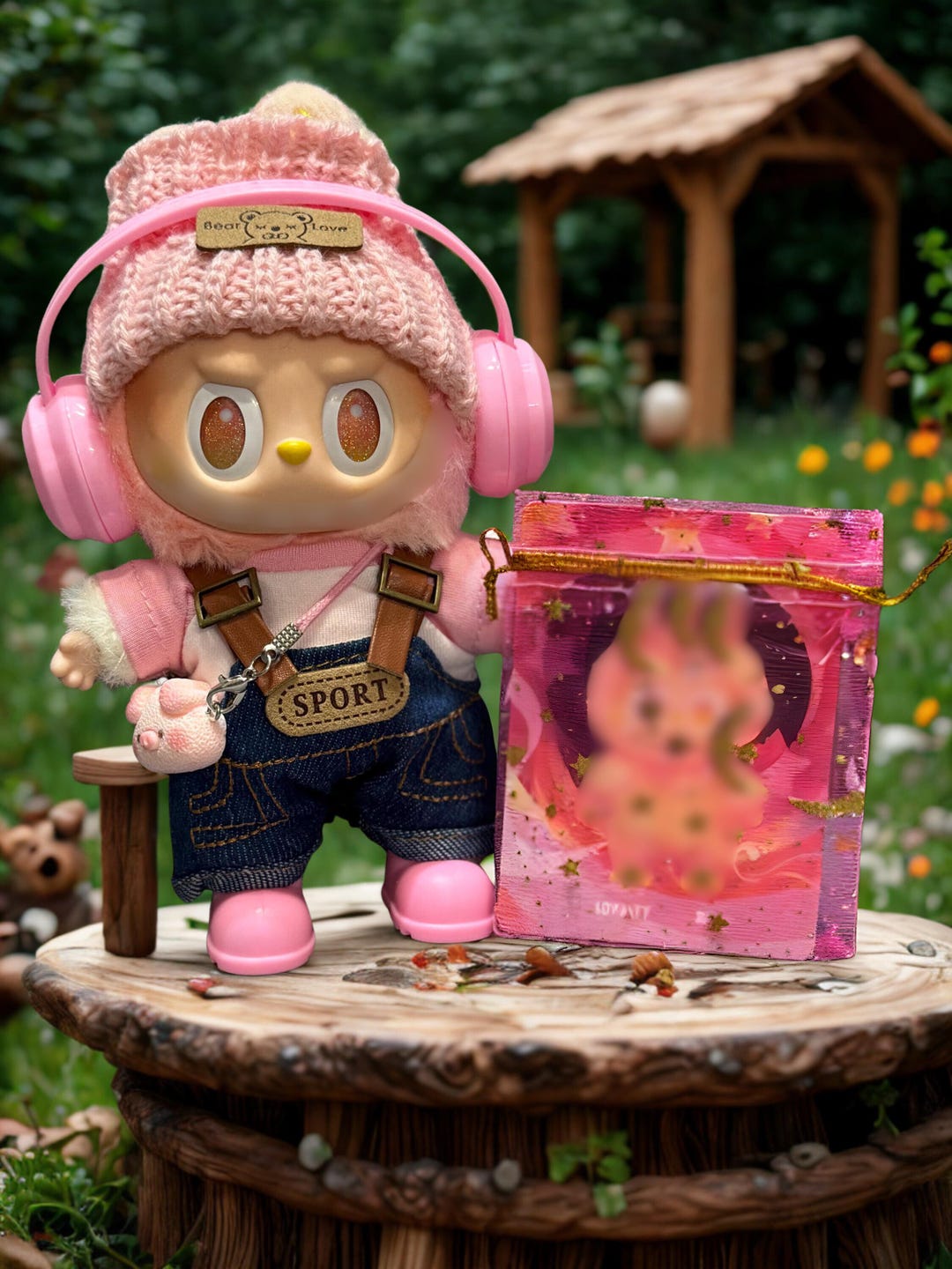 Loyalty Authentic Plush Monster: OOAK Handmade Pink Gems, Card Pouch ...