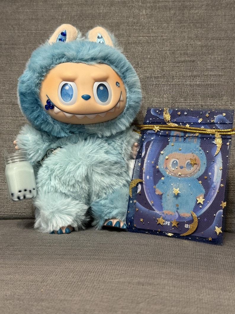 Hope Authentic Plush Monster: OOAK Handmade Blue Gems, Card Pouch ...