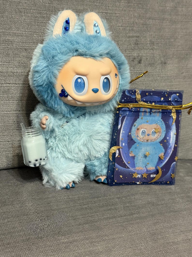 Hope Authentic Plush Monster: OOAK Handmade Blue Gems, Card Pouch ...
