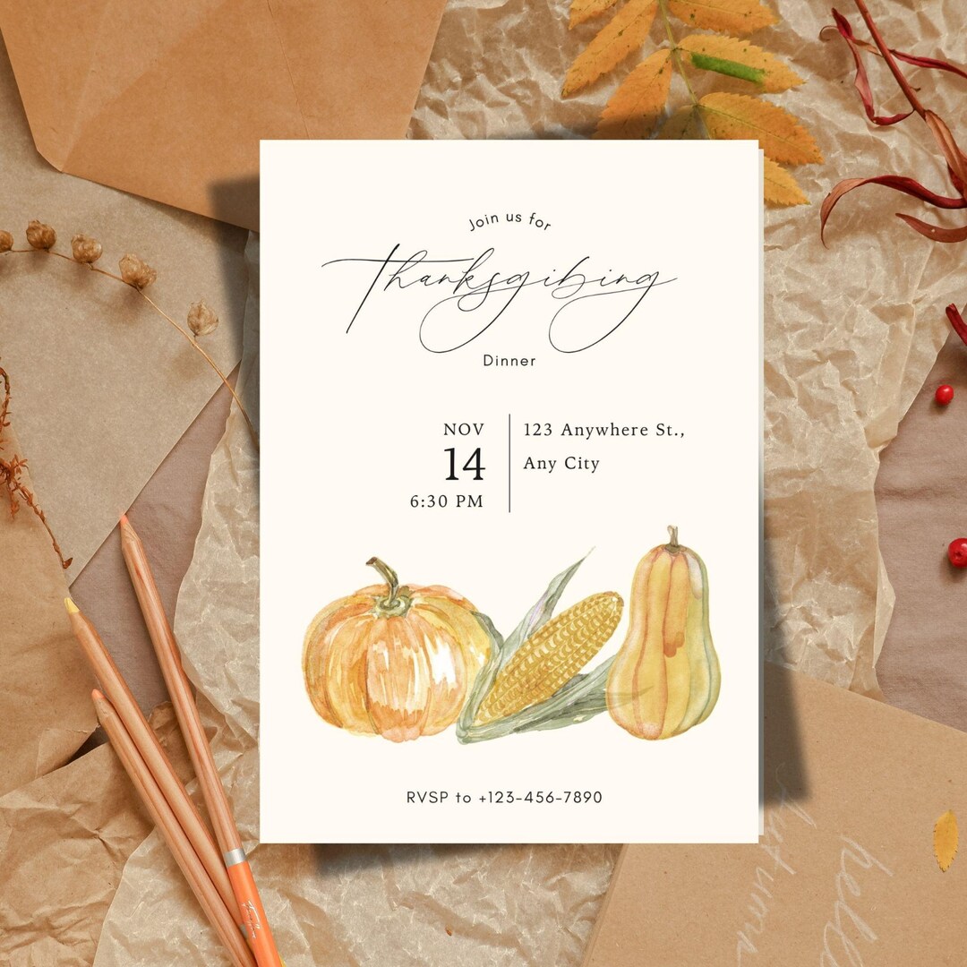 Editable Friendsgiving Invitation | Thanksgiving Party Template ...