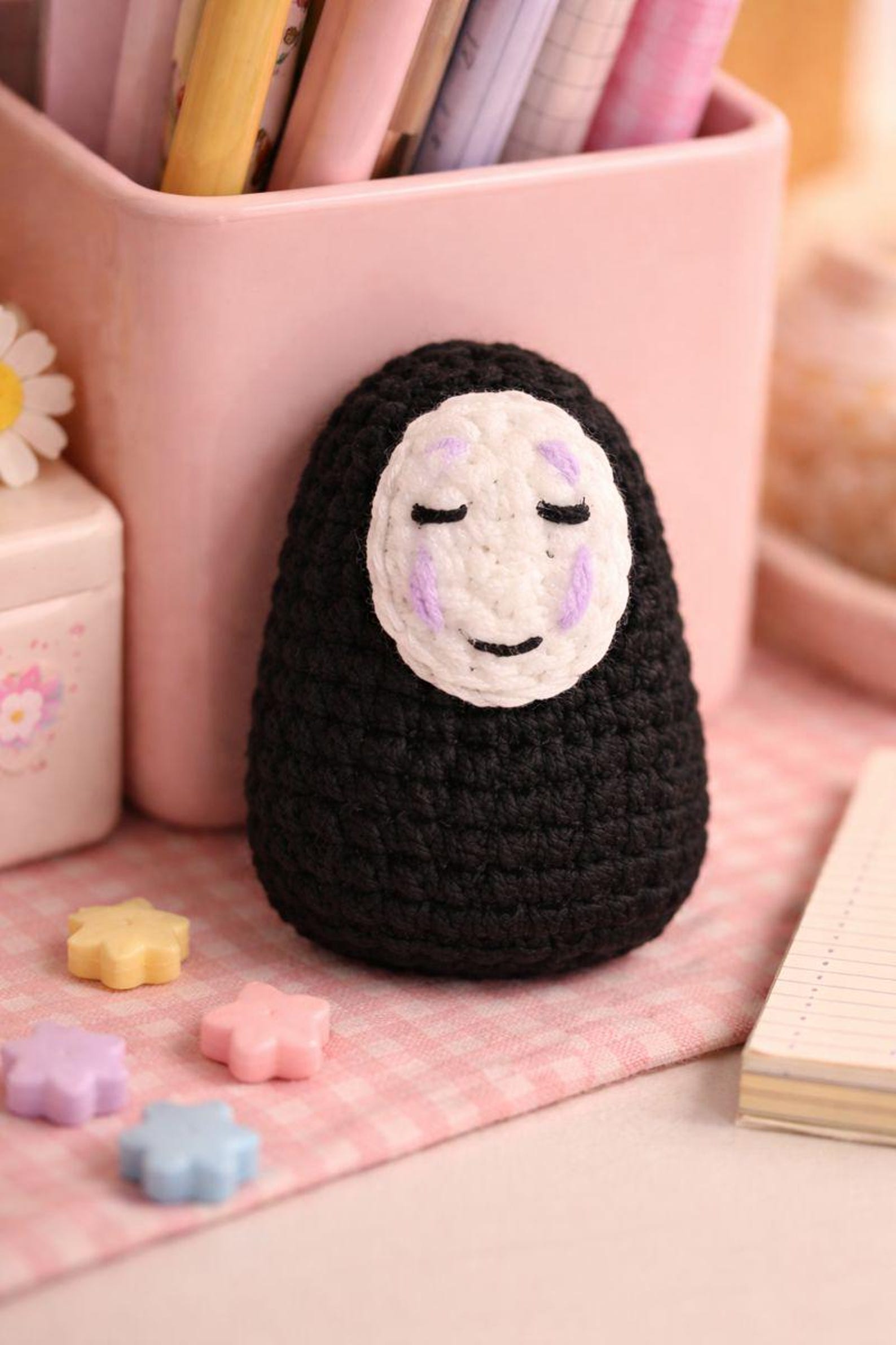 Cute No-face Crochet Keychain | Ghibli Inspired Handmade Amigurumi ...