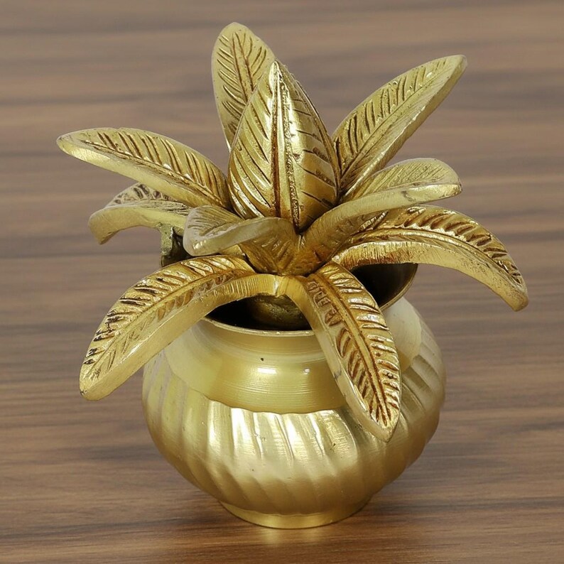 Brass Mangal Kalash 5" Pooja Pot for Diwali, Navratri & Weddings ...