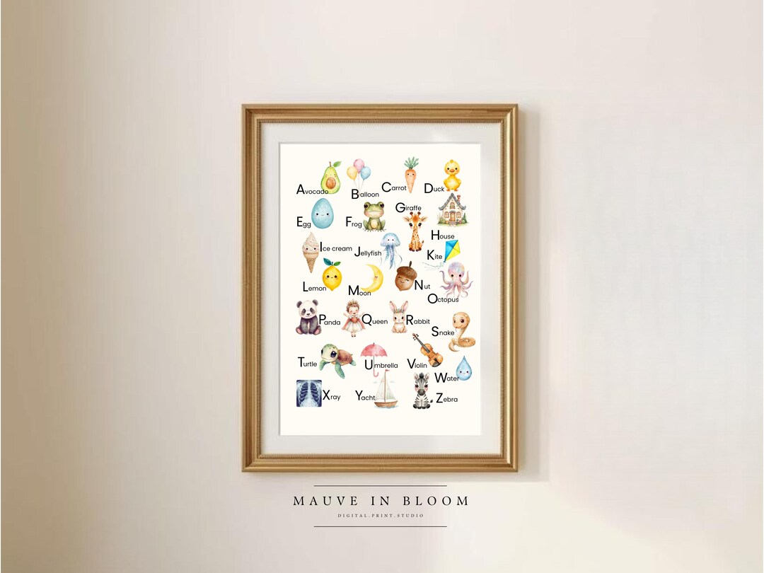 Watercolor ABC Animal Alphabet Poster - Etsy