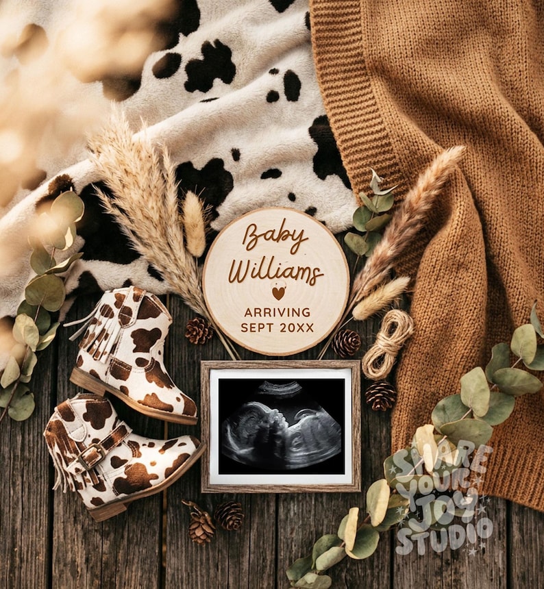 Highland Cow Pregnancy Announcement Template (digital Download) - Etsy UK