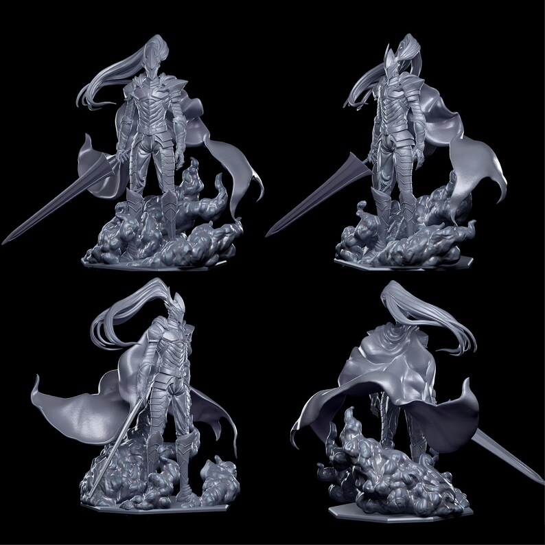 Crimson Knight of Shadows STL 3D PRINT | Abyssal Guardian Statue | Dark ...