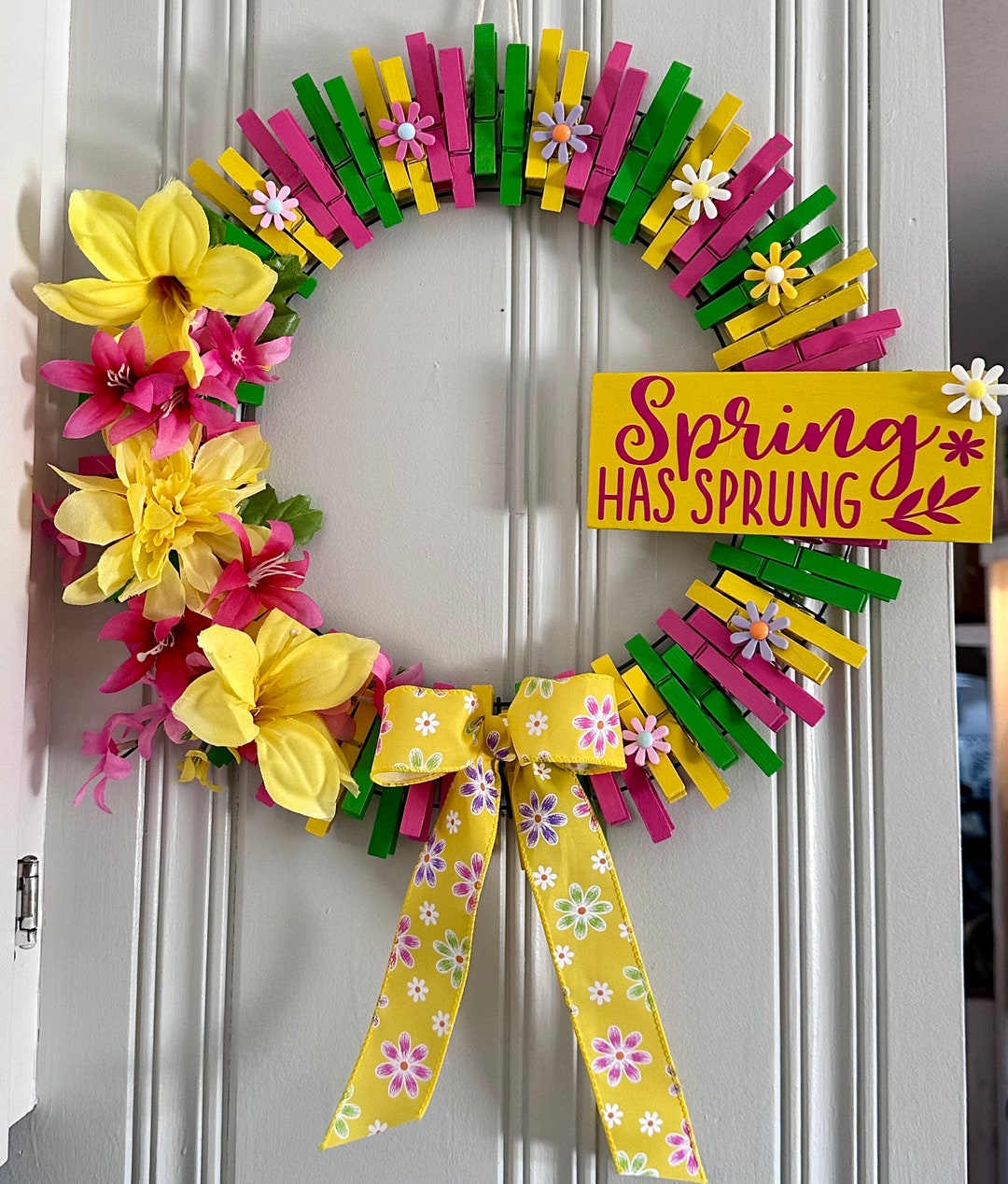 Spring Has Sprung Clothespin Wreath - Etsy