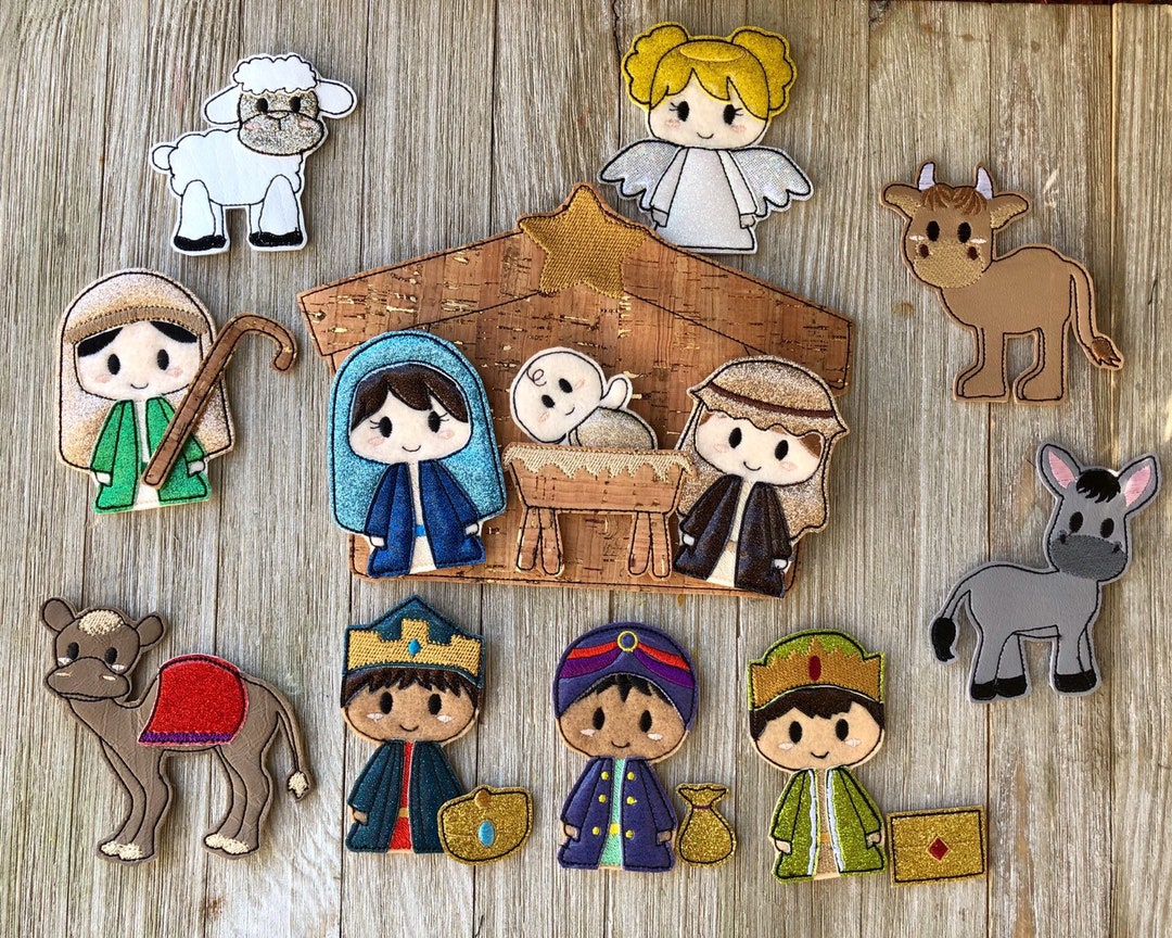 Sparkly Nativity Finger Puppet Set, Christmas Gift, Nativity Story - Etsy