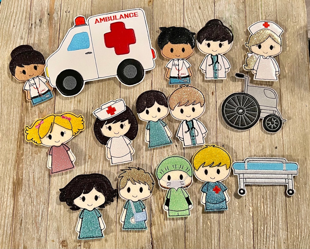 Hospital Finger Puppet Set, Medical Friends Finger Puppet Set - Etsy